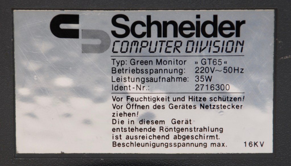 Amstrad Schneider GT 65 Monitor - Old Crap Vintage Computing